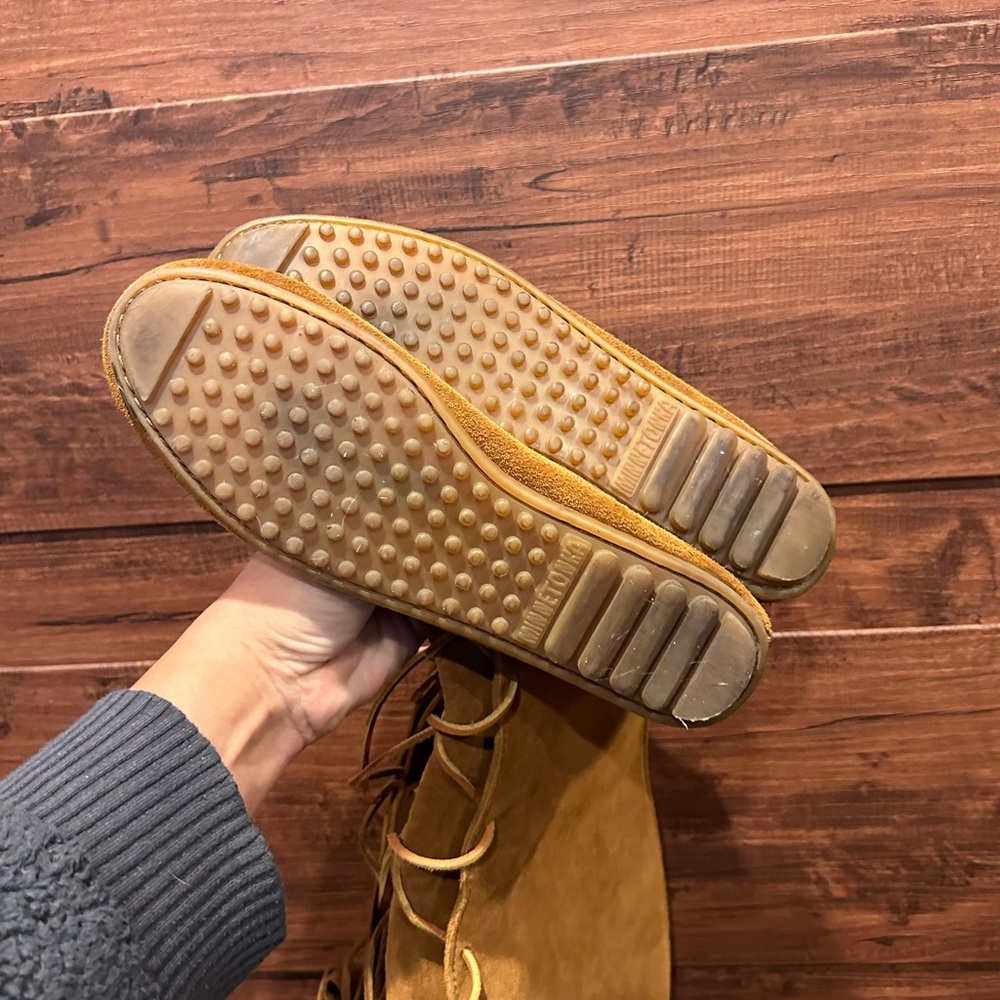 Minnetonka Bohemian Fringe Tall Suede Moccasin Boots … - Gem